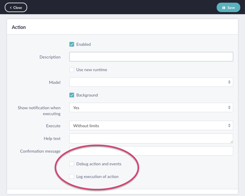 Reset of Legacy action logging