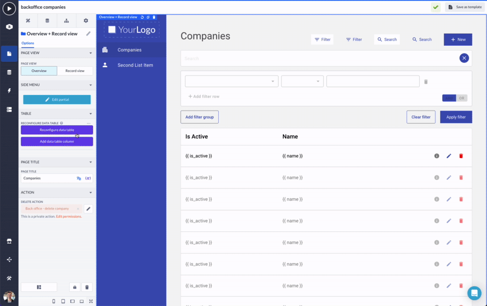 Reordering items in Reconfigure modal